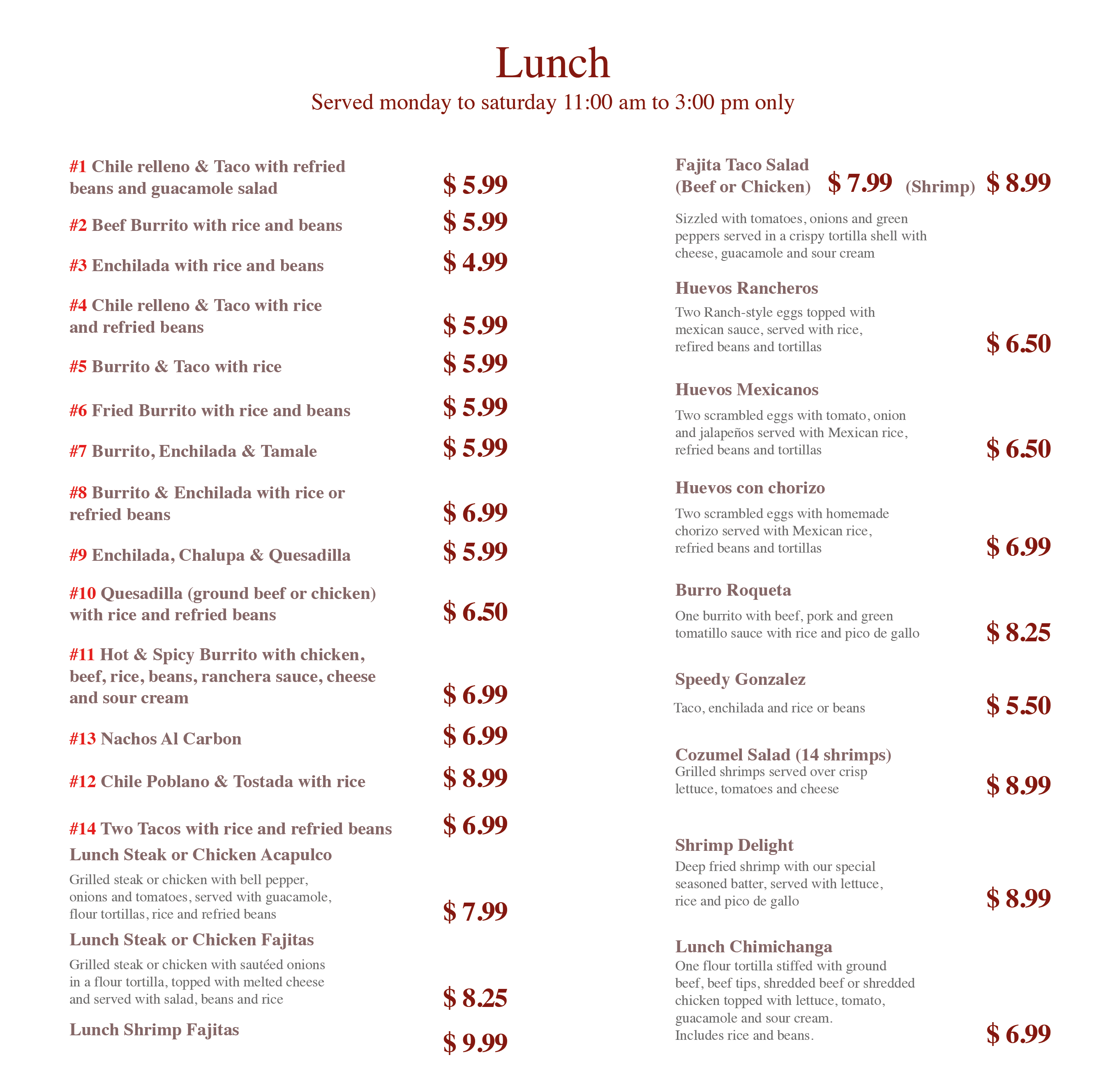 Fiesta Charra Oxford Mexican Restaurant | MENU