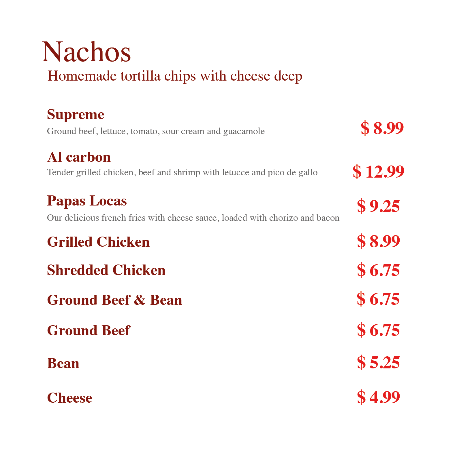 Fiesta Charra Oxford Mexican Restaurant | MENU